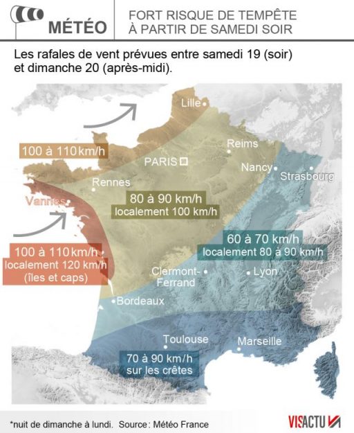 Western France: Storms for the Weekend, up to 120 km/h Winds - chb44 ...